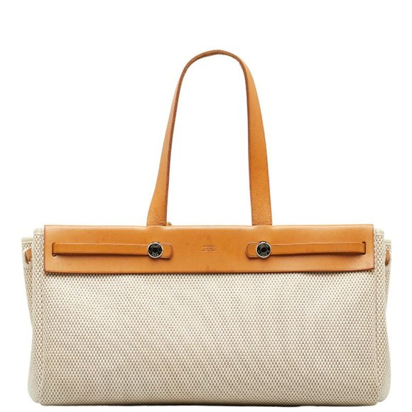 Hermes | Bags | Hermes Ale Bag Cabas Gm Handbag Tote Beige Brown Canvas ...